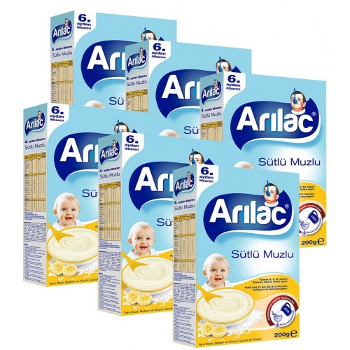 Arılac Instant Ek Gıda Sütlü Muzlu 200 gr x 6 Adet Fiyatı