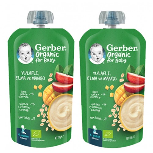 Gerber Organik Yulaflı Elma ve Mango Püresi 110g x 2 Adet Fiyatı