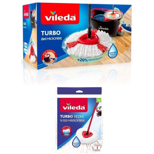 Vileda Turbo 2in1 Pedallı Temizlik Seti +Turbo Mikrofiber Yedek