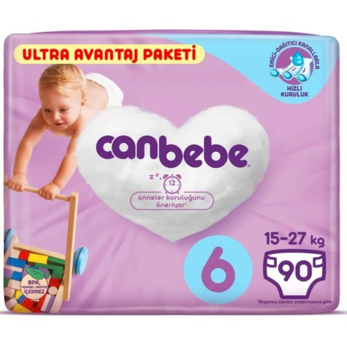 Canbebe Bebek Bezi 6 Beden XL Ultra Avantaj Paket 90 lı Fiyatı