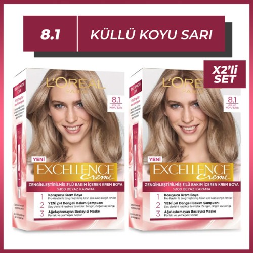 Loreal Paris Excellence Creme 8.1 Koyu Sarı Küllü Saç Boyası x